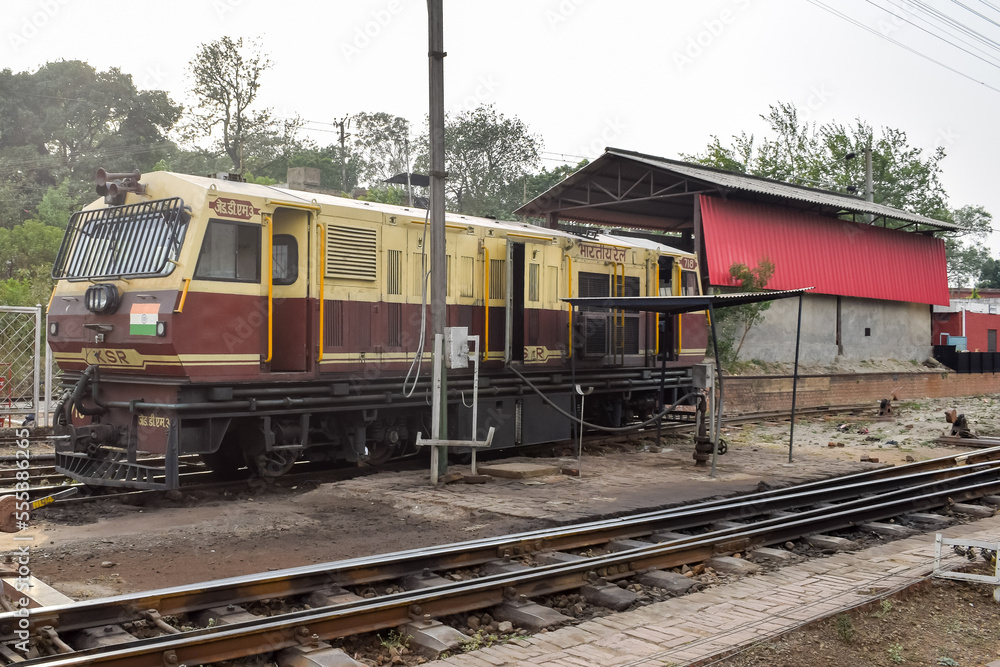 Kalka, Haryana, India May 14 2022 - Indian toy train diesel locomotive ...
