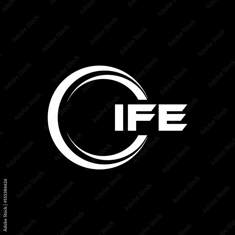 IFE letter logo design with black background in illustrator, cube logo ...