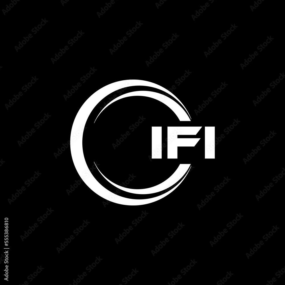 IFI letter logo design with black background in illustrator, cube logo ...