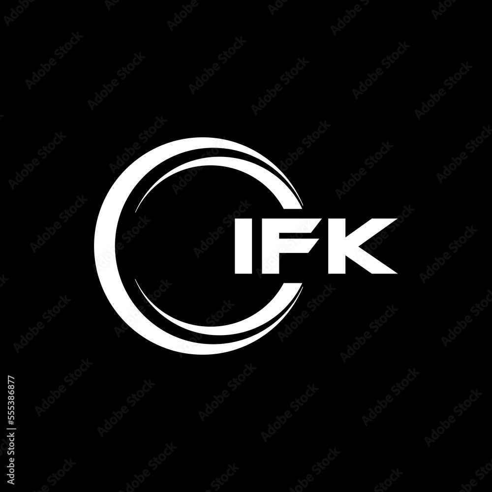 IFK letter logo design with black background in illustrator, cube logo ...
