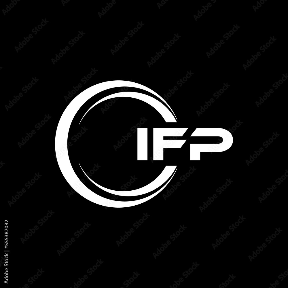 IFP letter logo design with black background in illustrator, cube logo ...