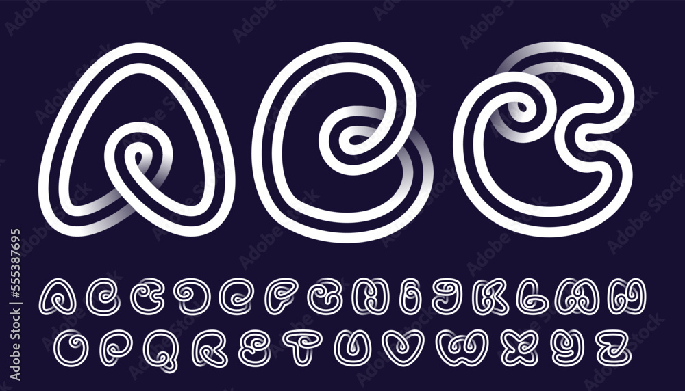 Alphabet set made of two white parallel lines on black background ...