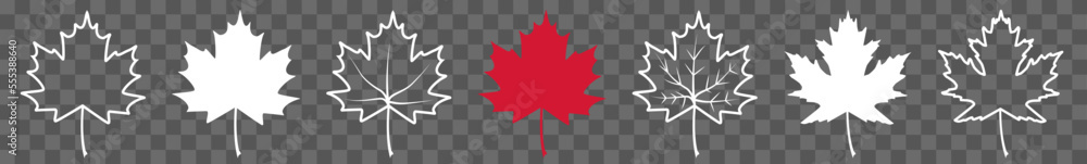 Maple Leaf Icon White Red Canada Maple Leaf Set | Maple Leaves Icon ...