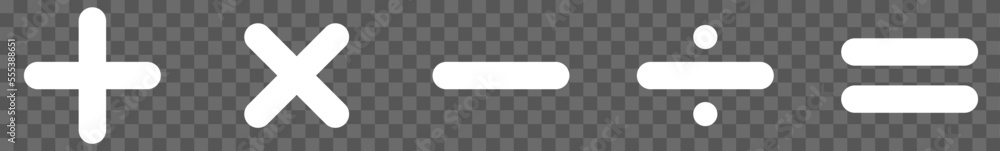 Math Symbols White Maths Icon Set | Math Icon Mathematic Minus Plus ...