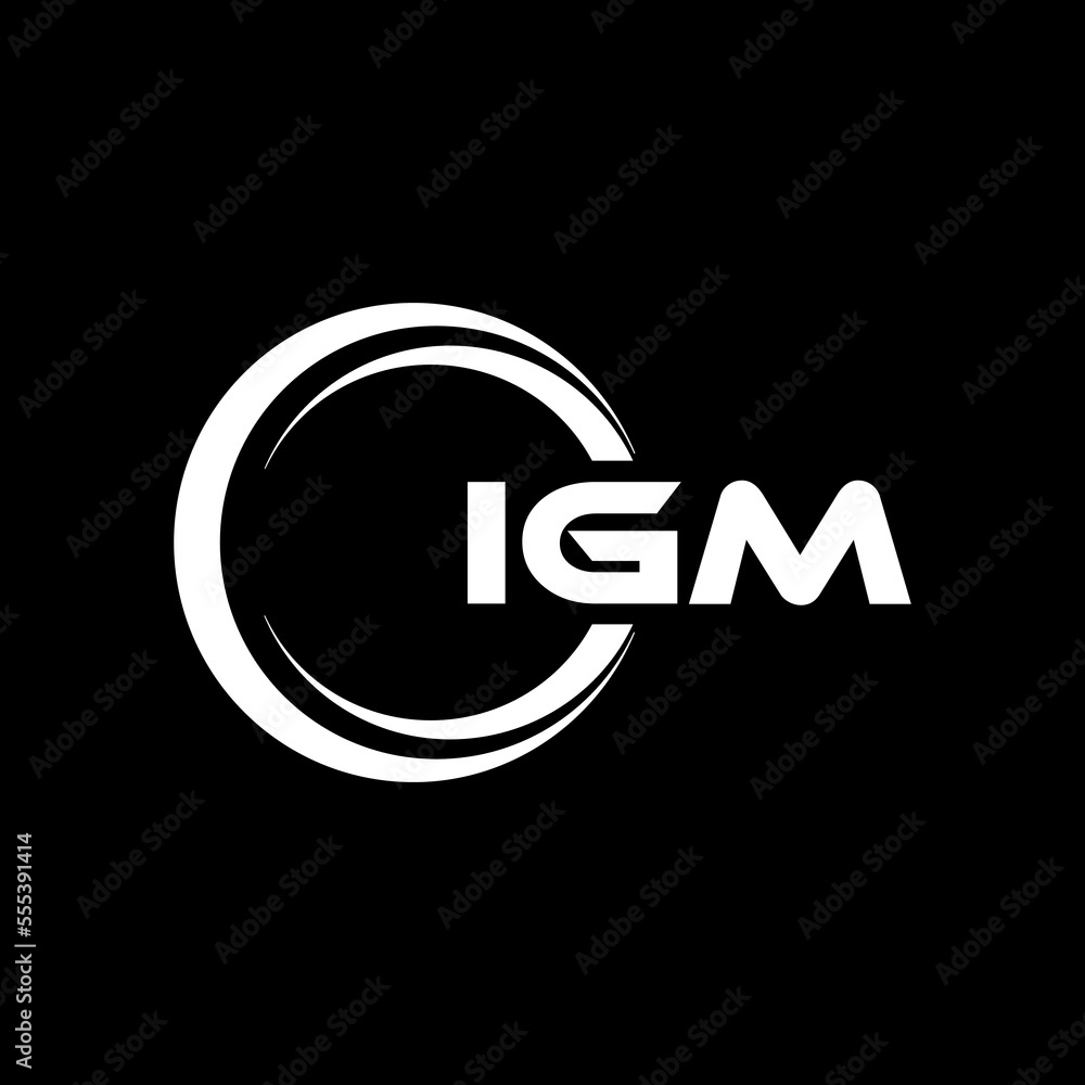 IGM letter logo design with black background in illustrator, cube logo ...
