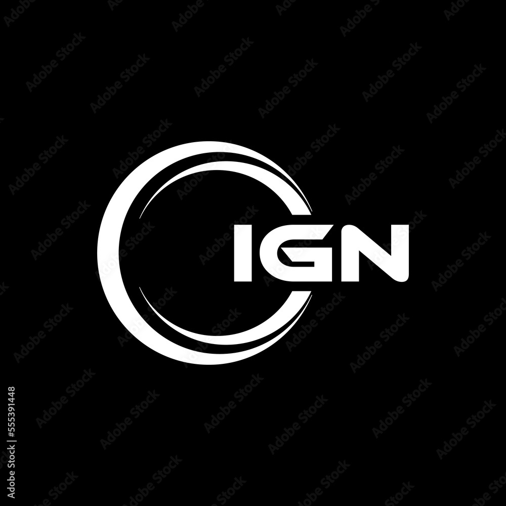 IGN letter logo design with black background in illustrator, cube logo ...