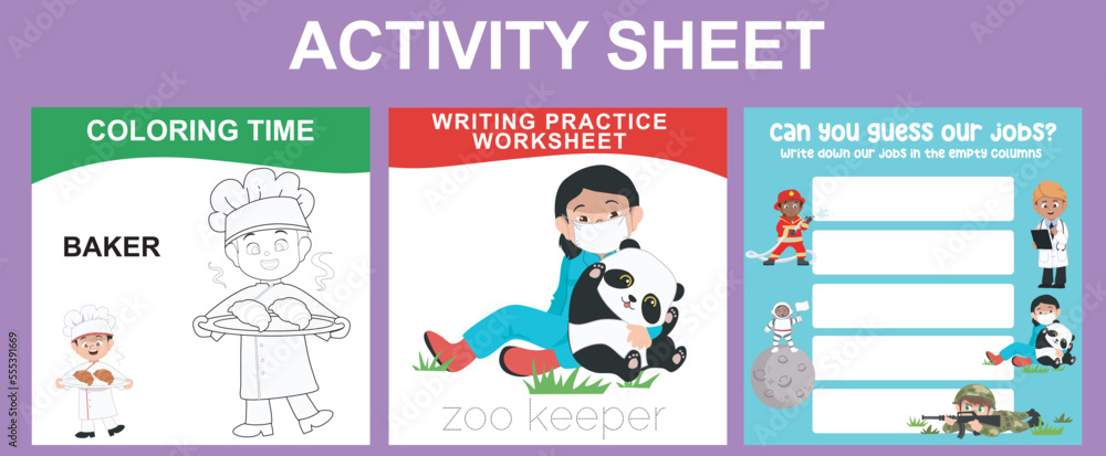 3 in 1 Activity Kit for children with Kids Profession Dreams ...