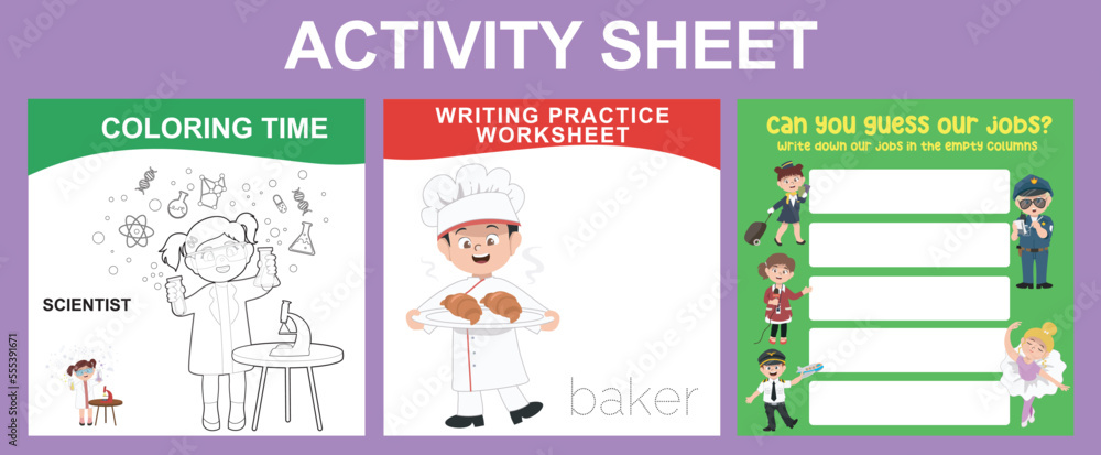 3 in 1 Activity Kit for children with Kids Profession Dreams ...