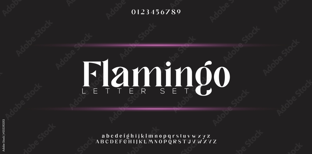 FLAMINGO Luxury letter fonts and alphabet set. Modern tech typeface ...