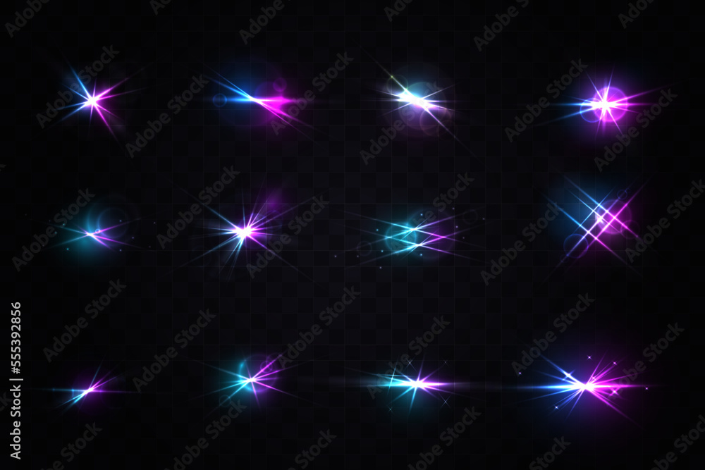 Sparkling stars, flickering and flashing lights. Lens flares creative ...