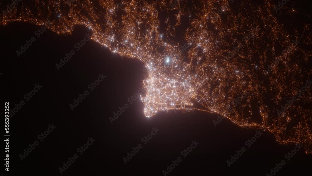 Beirut (Lebanon) top view at night. Aerial view on modern city with ...