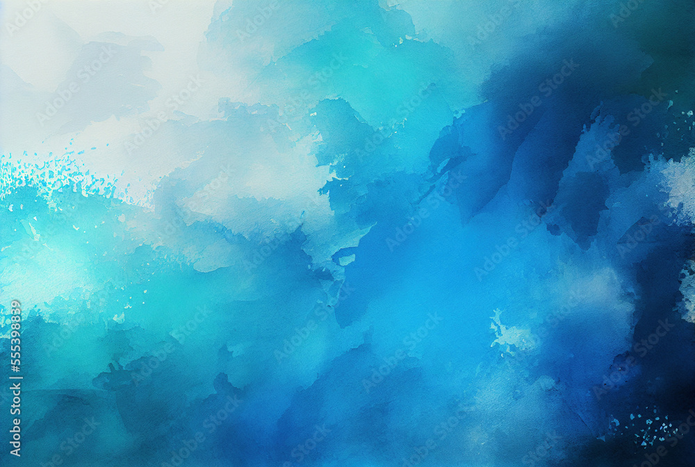 Abstract light blue watercolor background, paint texture, created with ...