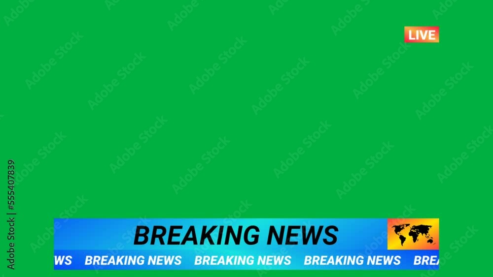 live breaking news background on green screen in blue colour shade ...