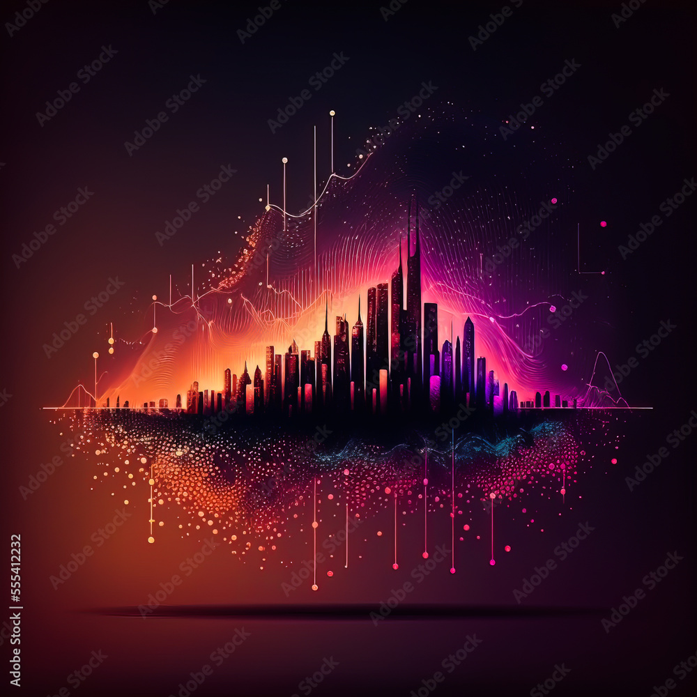 Smart city concept. Telecomunication, internet, mobile, cloud computing ...