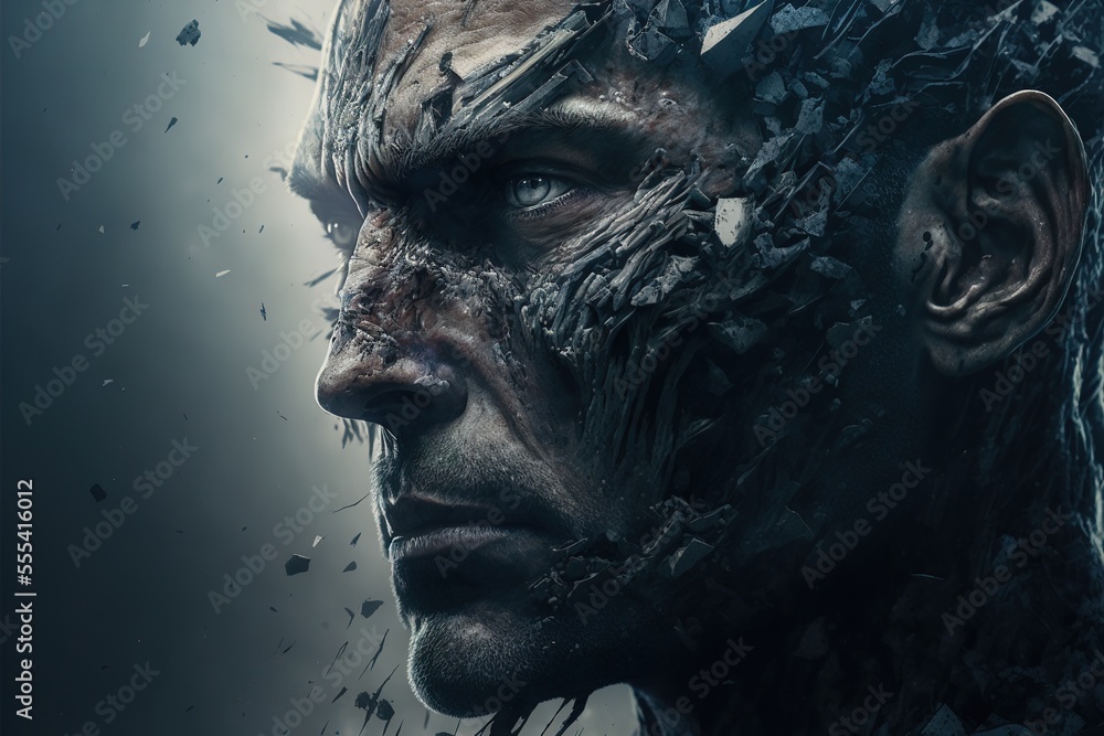 Evil Humanoid Face Looking Forward Contemplating Life Advanced ...