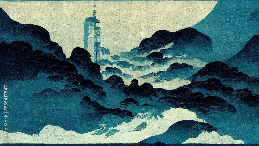 Modern, retro, traditional and classic Japanese ukiyo-e style design ...