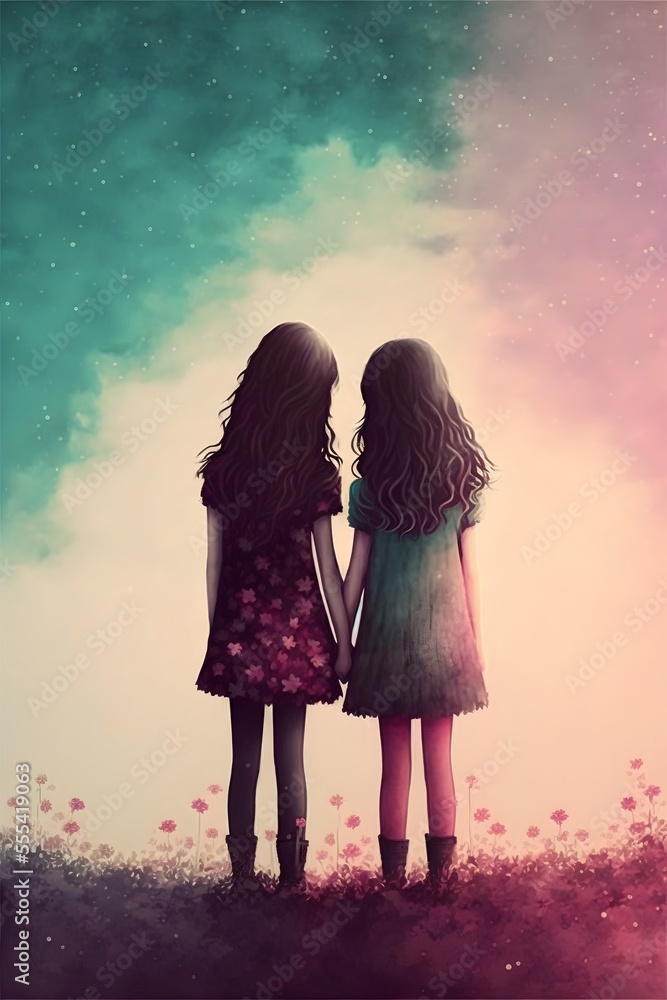 scene of true friendship, with two people standing side-by-side ...