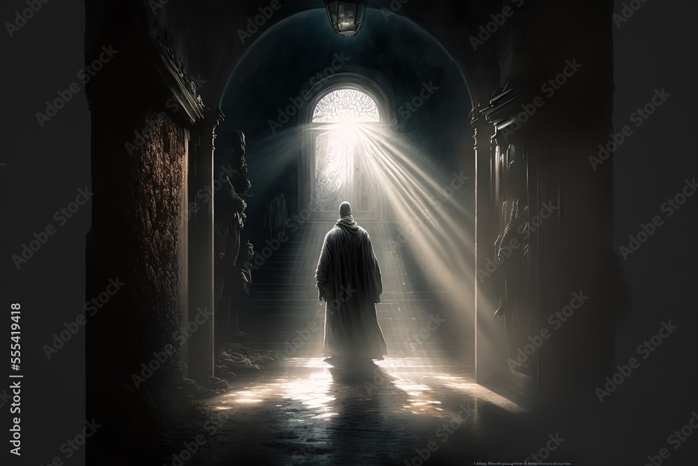 Dark Scary Room With Man Getting Blind From Strong Light Entering The ...