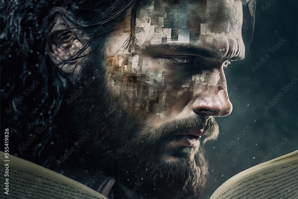 Human Face Of Warrior Looking Forward Preparing For Battle High Detail ...