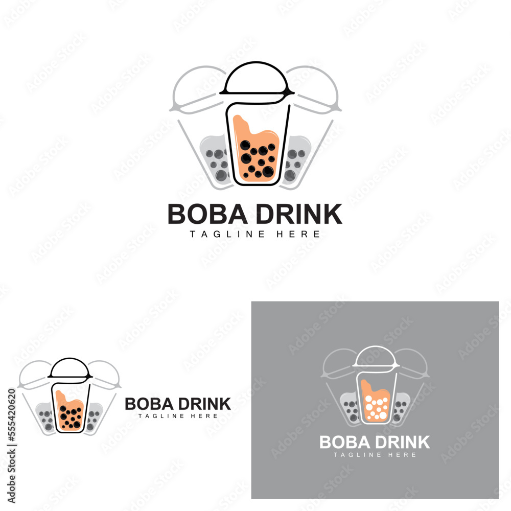 Boba Drink Logo Design, Modern Jelly Drink Bubble Vector, Boba Drink ...