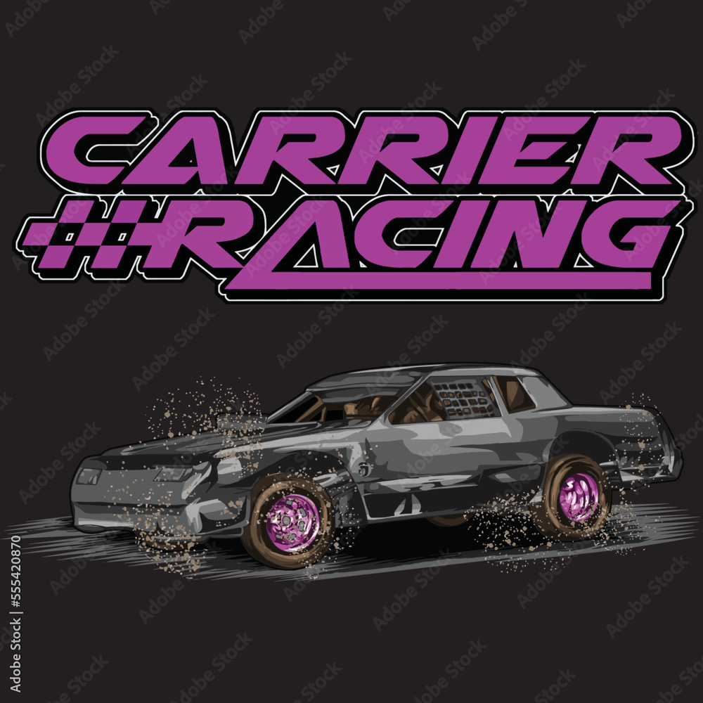 drag race isolated on black background for poster, t-shirt print ...