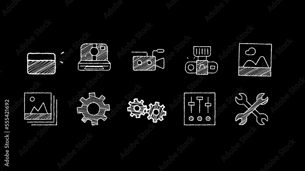 10 Multimedia Animated Chalkboard Icons Overlay Stock Template | Adobe ...