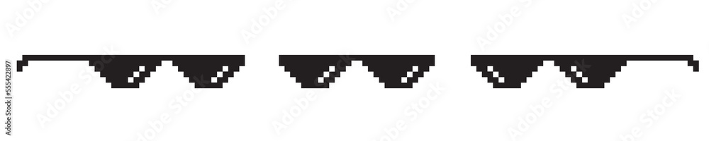 Pixel glasses. Meme. Bandit hit points. 8-bit. Video game style. Vector ...