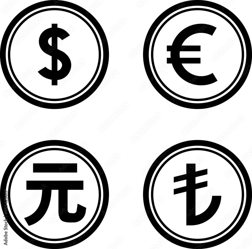 World currency coins icon vector. Stock Vector | Adobe Stock