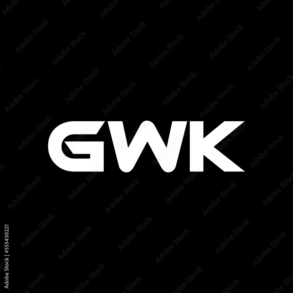 Vettoriale Stock GWK letter logo design with black background in ...