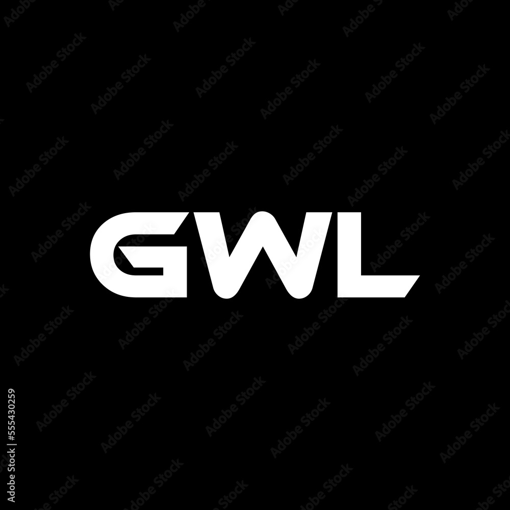 GWL letter logo design with black background in illustrator, vector ...