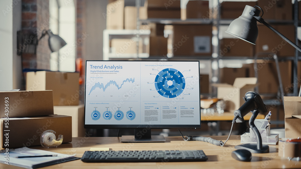 Stockfoto Desktop Computer Monitor Standing on a Table with a Trend ...