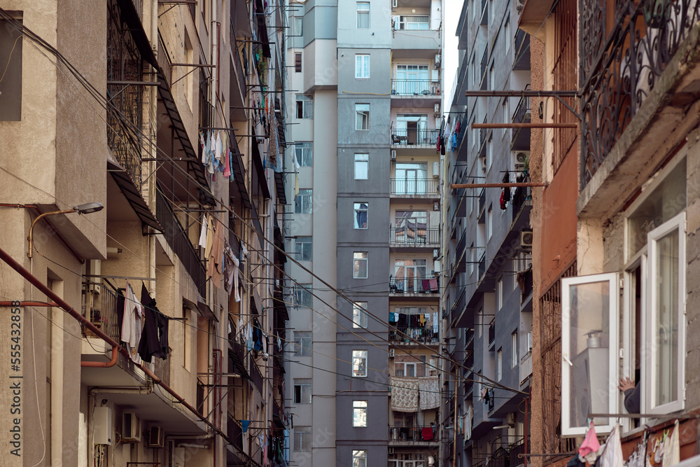 Apartment buildings in ghetto in summer Stock Photo | Adobe Stock