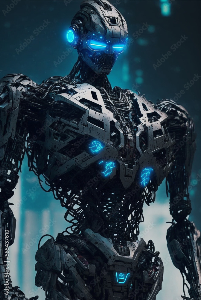Generative Ai Illustration Sci Fi Futuristic Humanoid Robot Stock 일러스트레이션 Adobe Stock