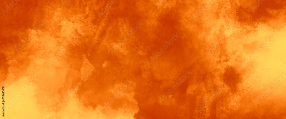 Orange watercolor paint background design with colorful red pink ...