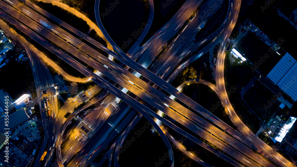 Aerial drone photo of ring road multi level circular junction road ...