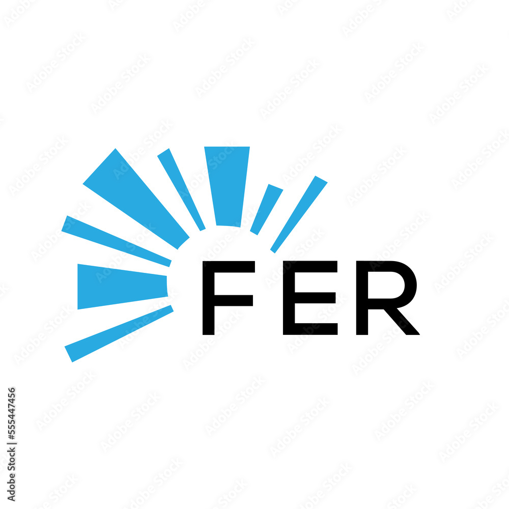 FER letter logo. FER blue image on white background and black letter ...