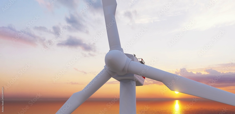 Poster Offshore wind turbines farm on the ocean – Muurposter | Europosters