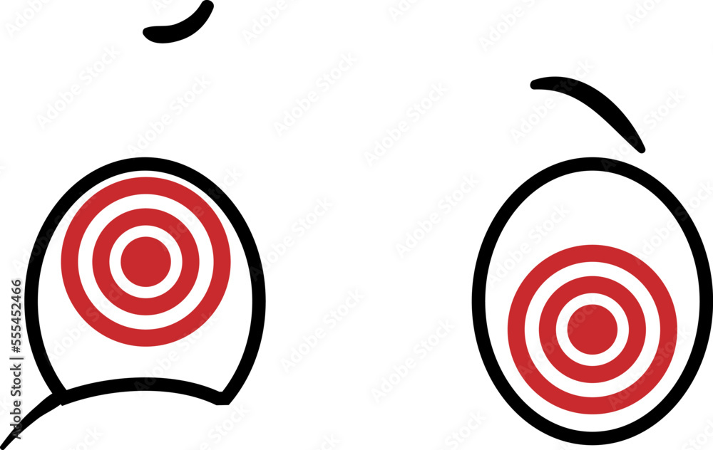 Crazy eyes with hypnotic red concentric circles. Comic icon Stock ...