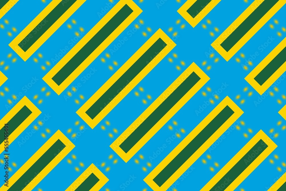 Geometric pattern in the colors of the national flag of Rwanda. The ...