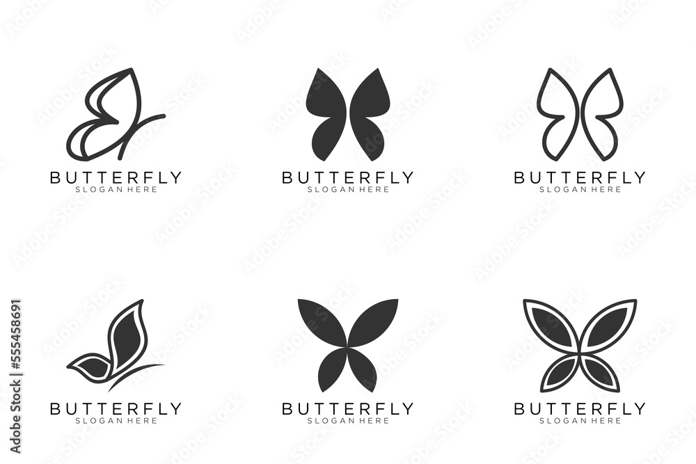 Set Of Six Stylized Geometric Black Butterfly Symbols Celtic Knot set-of-six-stylized-geometric-black-butterfly-symbols-celtic-knot