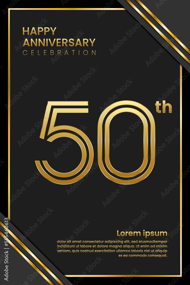 50th Anniversary. Anniversary Template Design With Golden Text. Double ...
