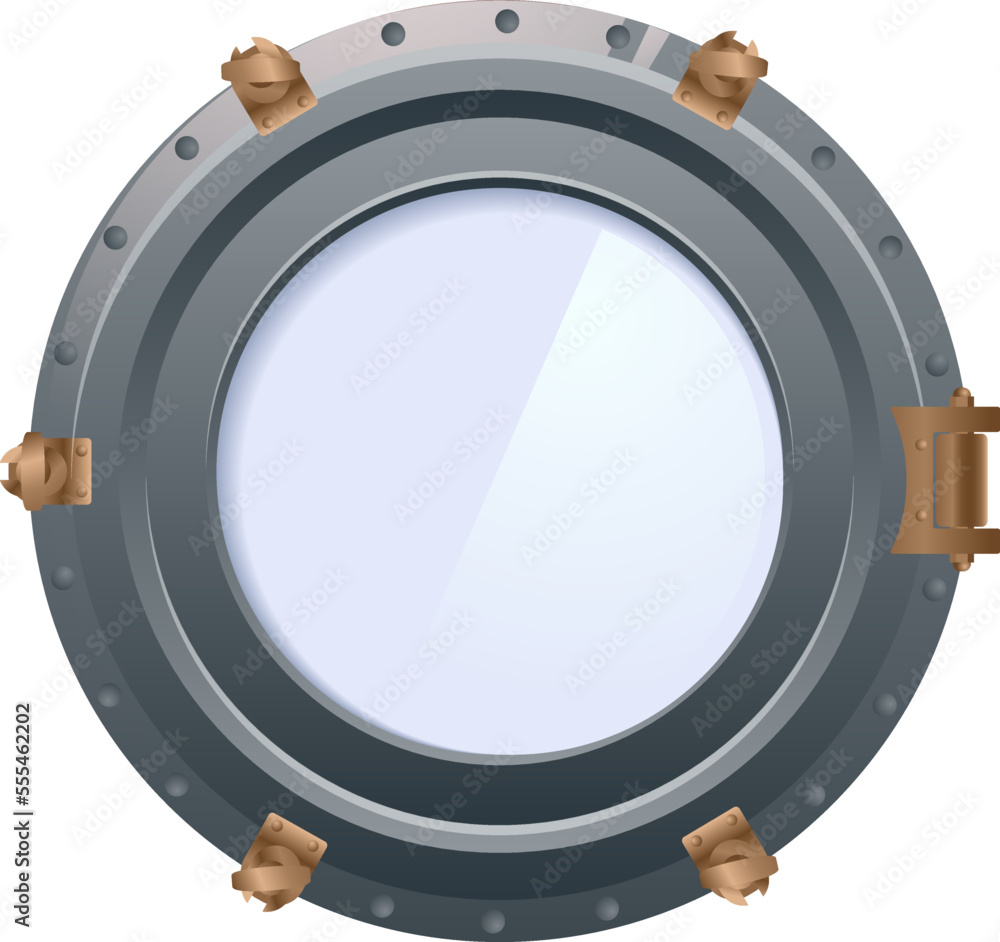 Round metal window. Spaceship porthole. Submarine glass Stock Vector ...