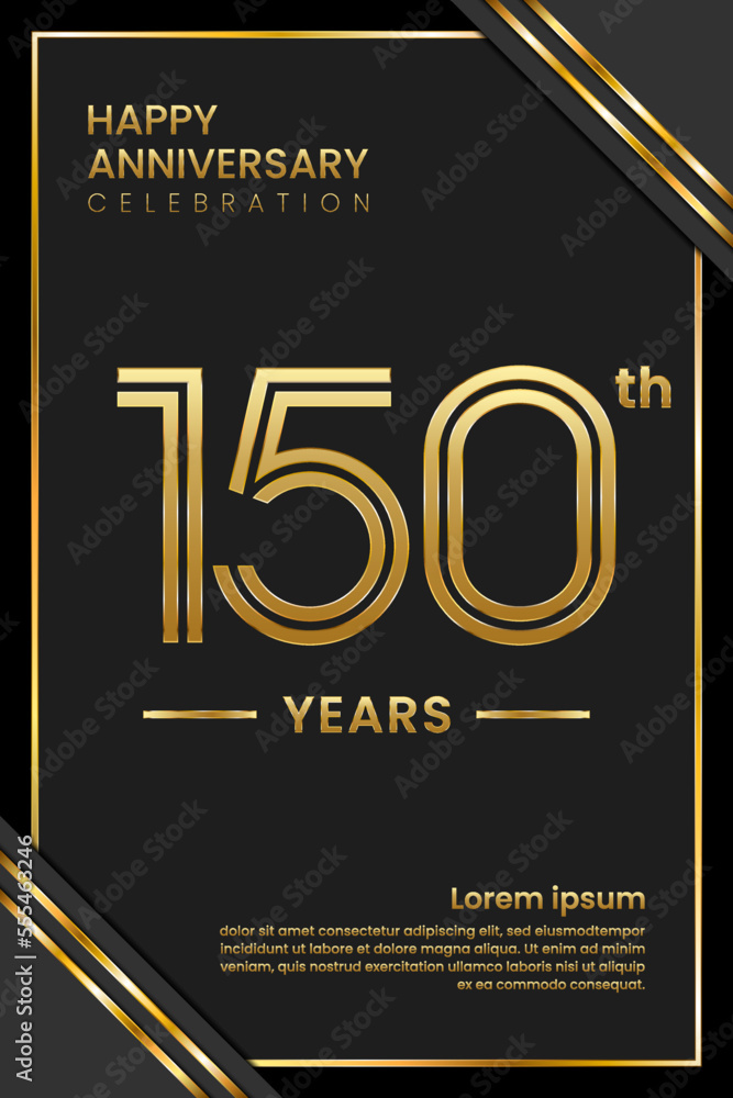 150th Anniversary. Anniversary Template Design With Golden Text. Double ...