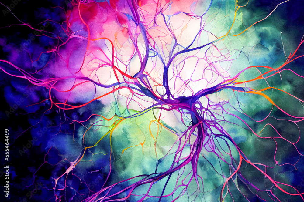 Neurons, brain cells, neural network concept, generative ai ...