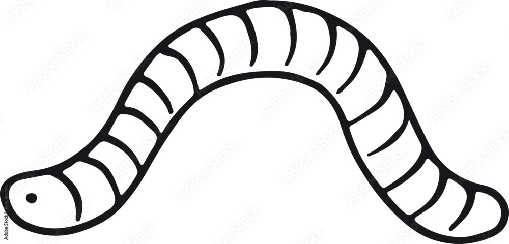 Worm doodle. Hand drawn animal. Earthworm sketch Stock Vector | Adobe Stock