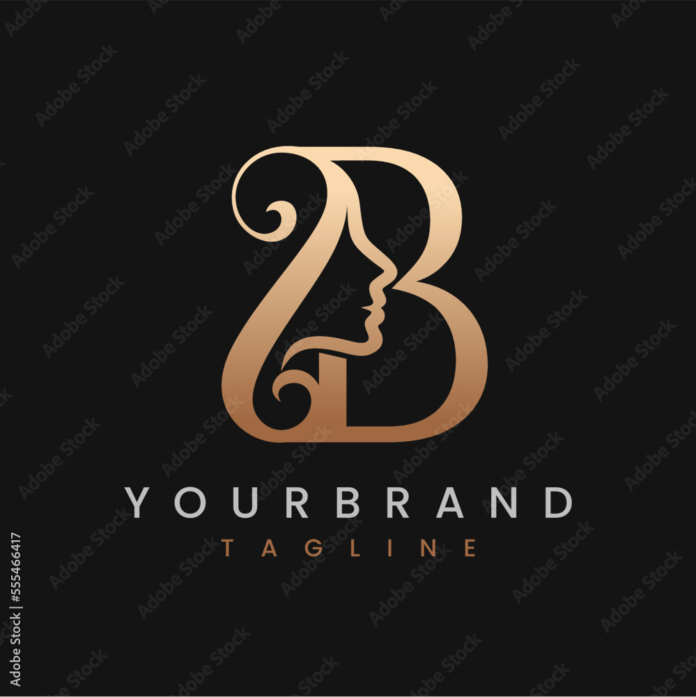 Classic Letter B Beauty Women Face Logo Stock Vector | Adobe Stock