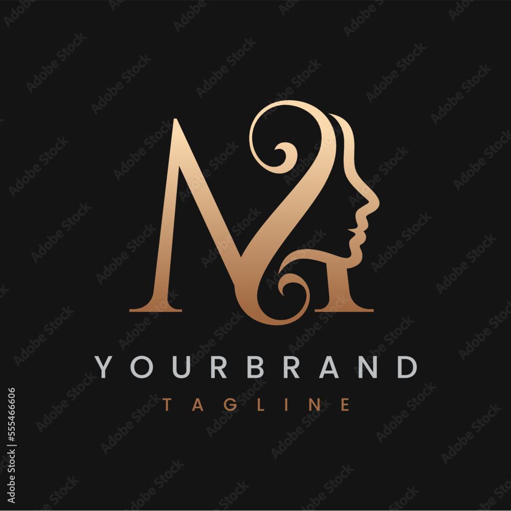 Classic Letter M Beauty Women Face Logo Stock Vector | Adobe Stock