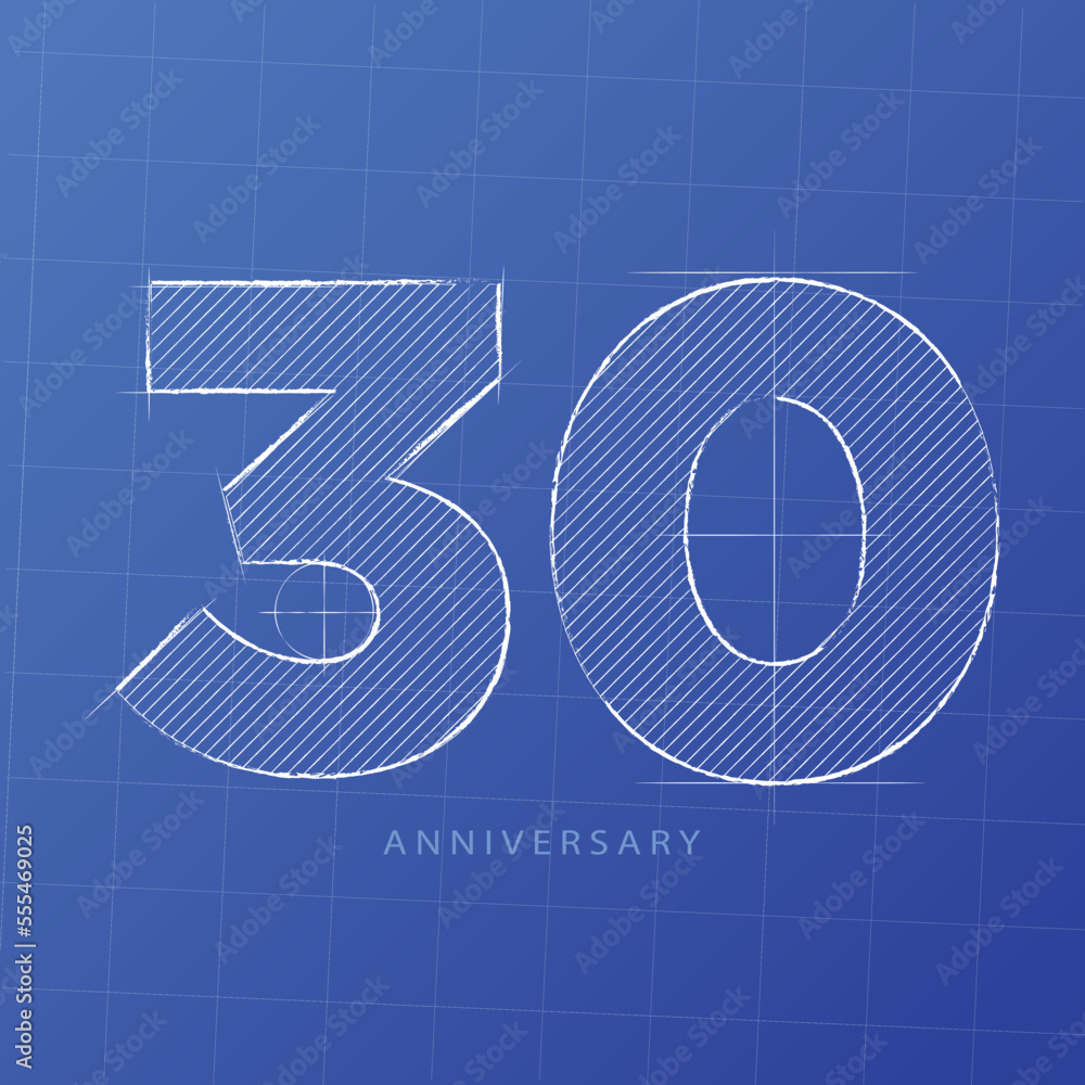 Handwriting, Celebrating, anniversary of number 30th year anniversary ...