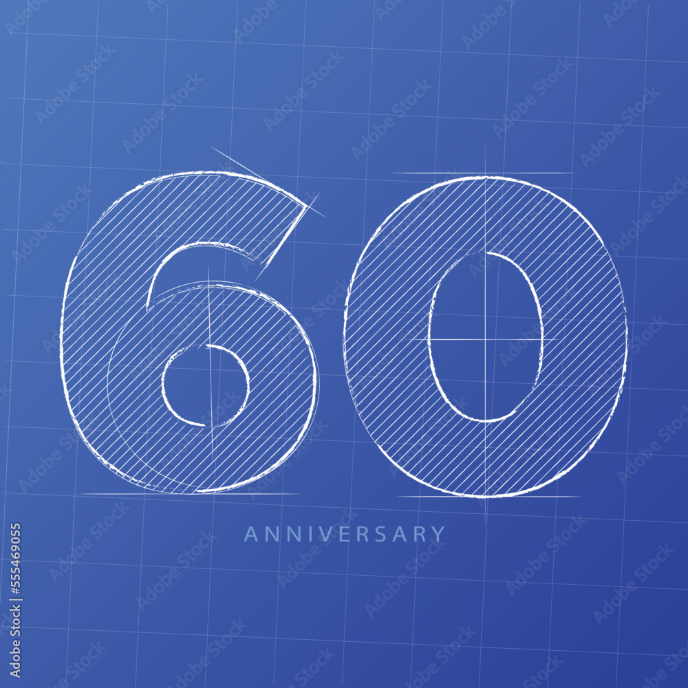 Handwriting, Celebrating, anniversary of number 60th year anniversary ...