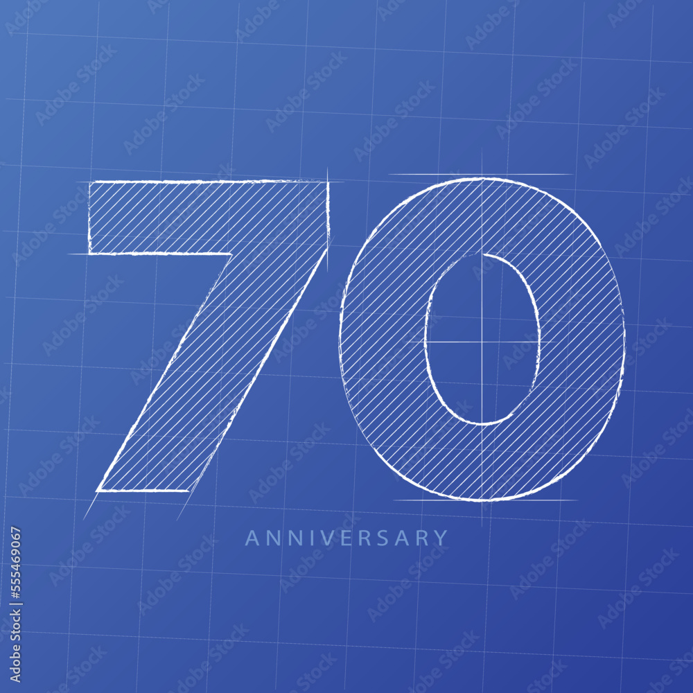 Handwriting, Celebrating, anniversary of number 70th year anniversary ...